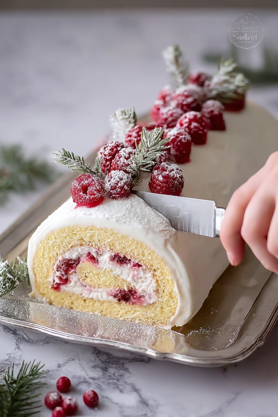 Raspberry Cake Roll with Cream Cheese Filling – Elegant & Delicious